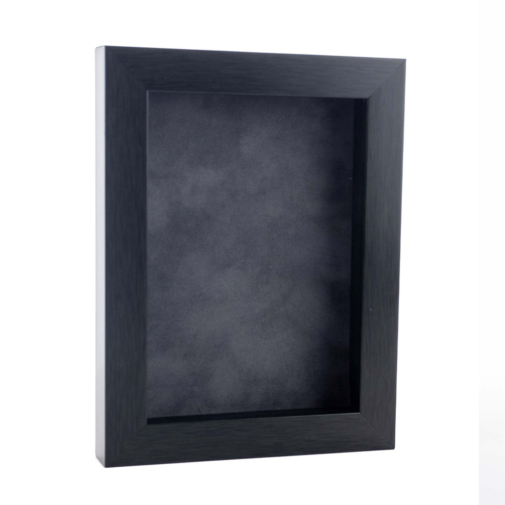 Charcoal Shadow Box Frame With Dark Grey Acid-Free Suede Backing ...